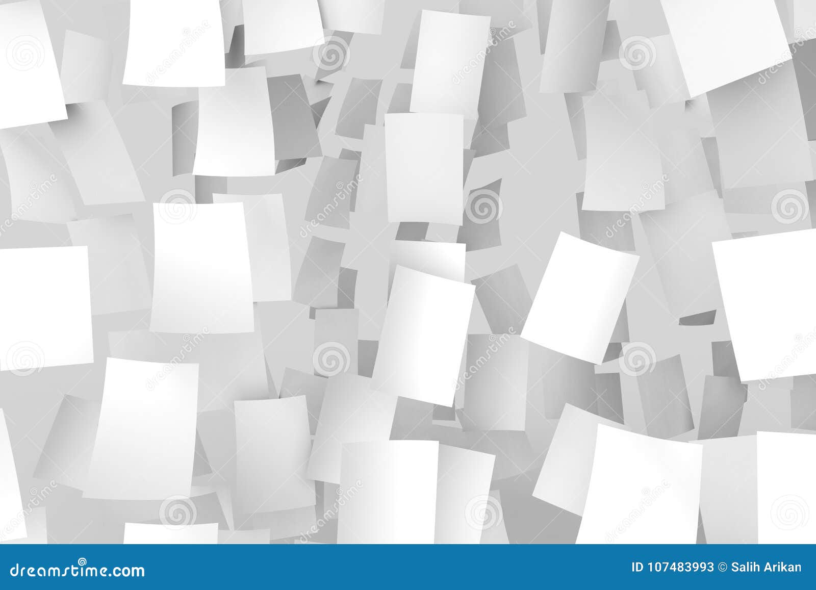 White Papers Falling from Sky. Isolated on Soft Gray Background Stock ...