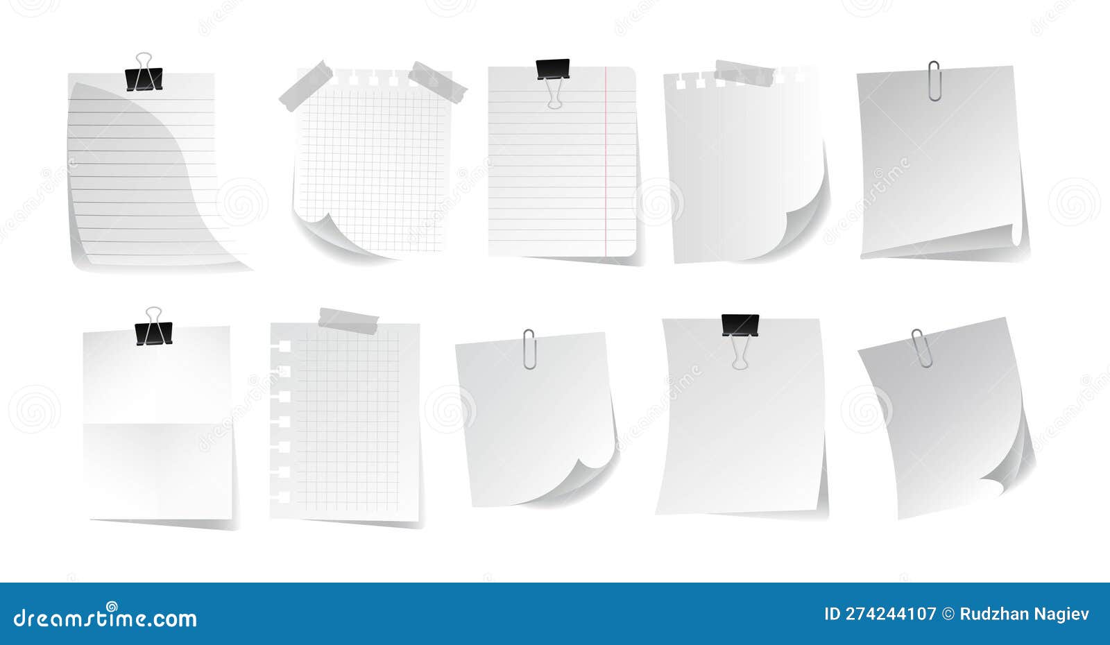 White papers set stock vector. Illustration of note - 274244107