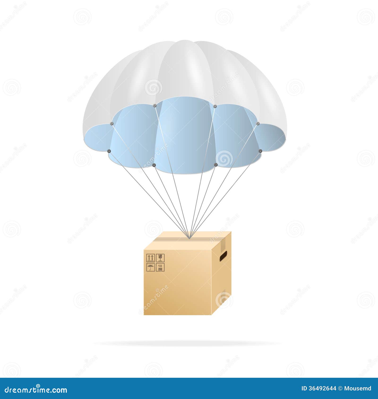 White Parachute with Cardboard Box Stock Vector - Illustration of ...
