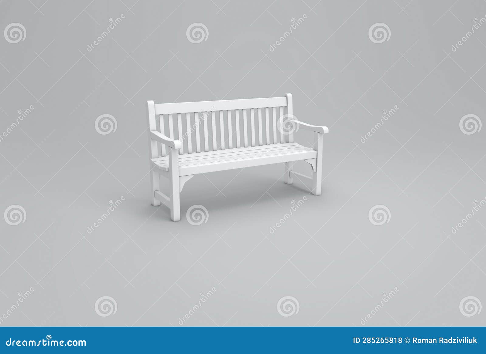 White Park Bench with Back on a Gray Studio Background. Stock ...