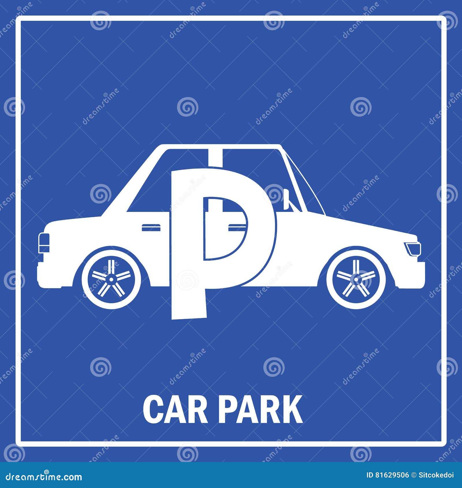 White parking sign stock vector. Illustration of blue - 81629506