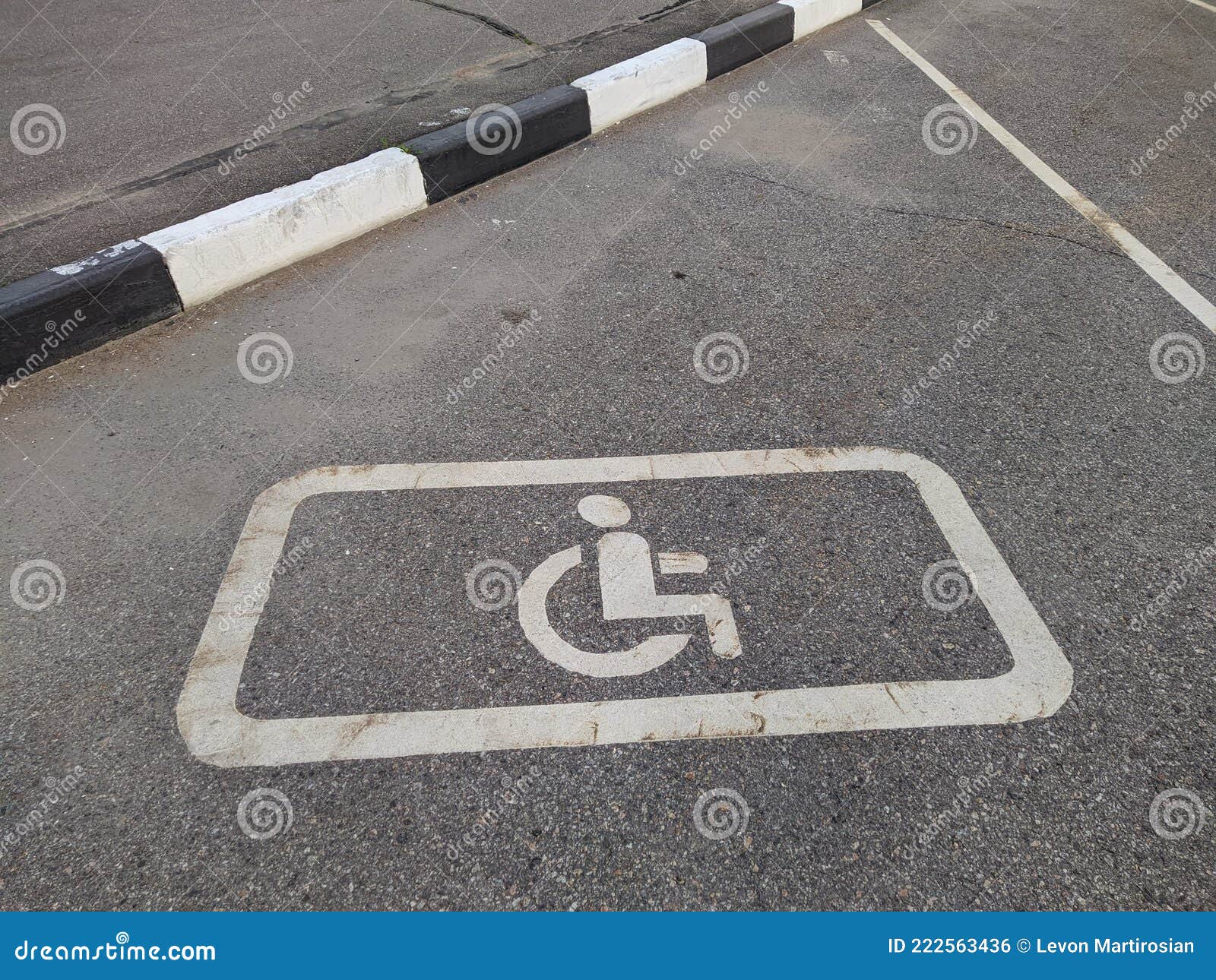 White Parking Sign for the Disabled on the Asphalt. Stock Photo - Image ...