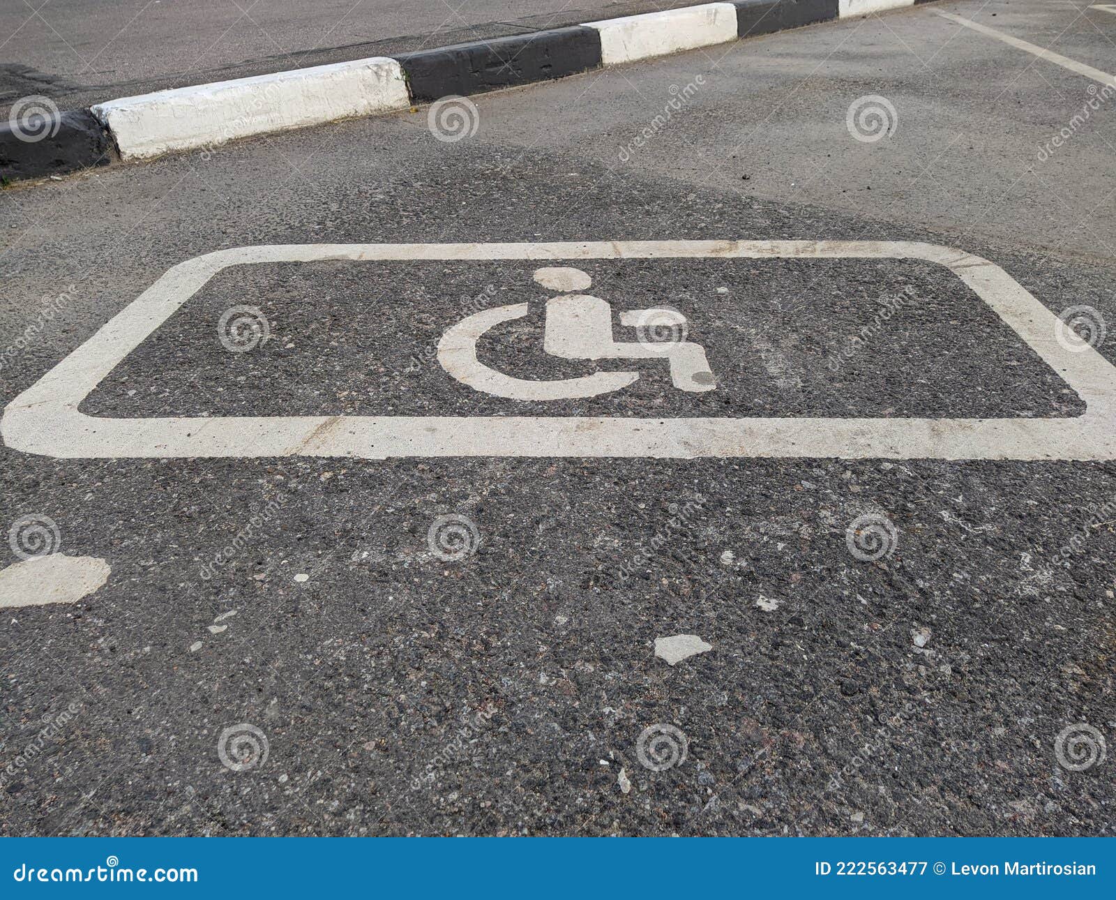 White Parking Sign for the Disabled on the Asphalt. Stock Image - Image ...