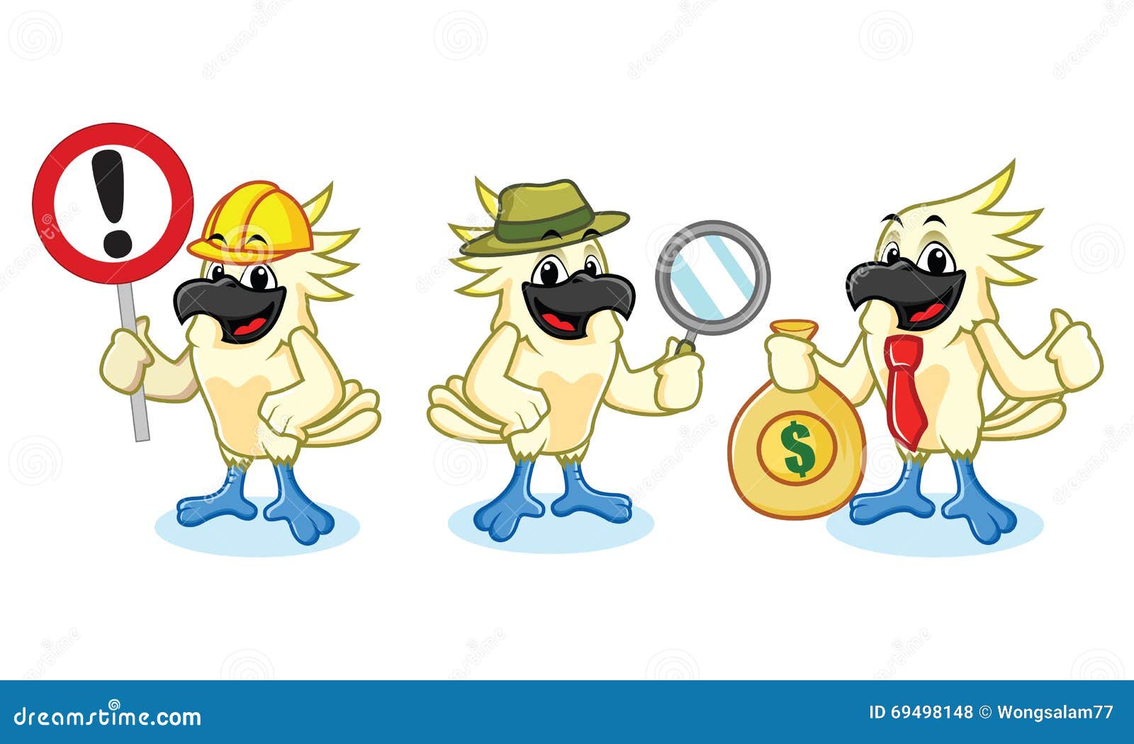 White Parrot Mascot with Money Stock Vector - Illustration of sign ...