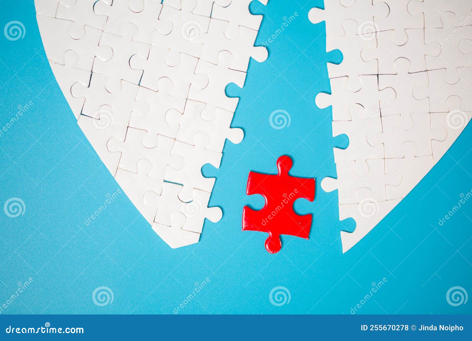 White Part of Jigsaw Puzzle Pieces on Blue Background. Concepts of ...