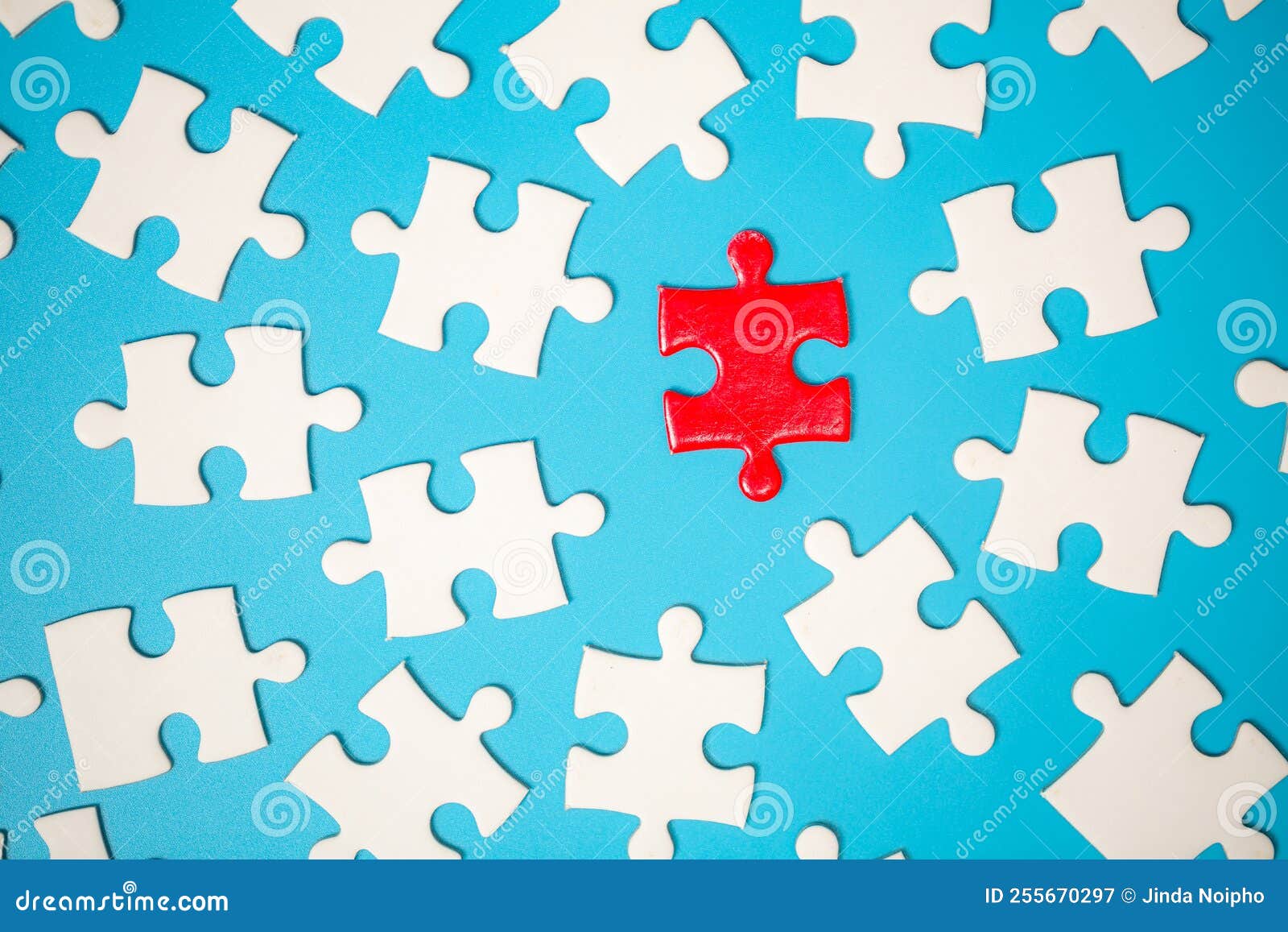 White Part of Jigsaw Puzzle Pieces on Blue Background. Concepts of ...