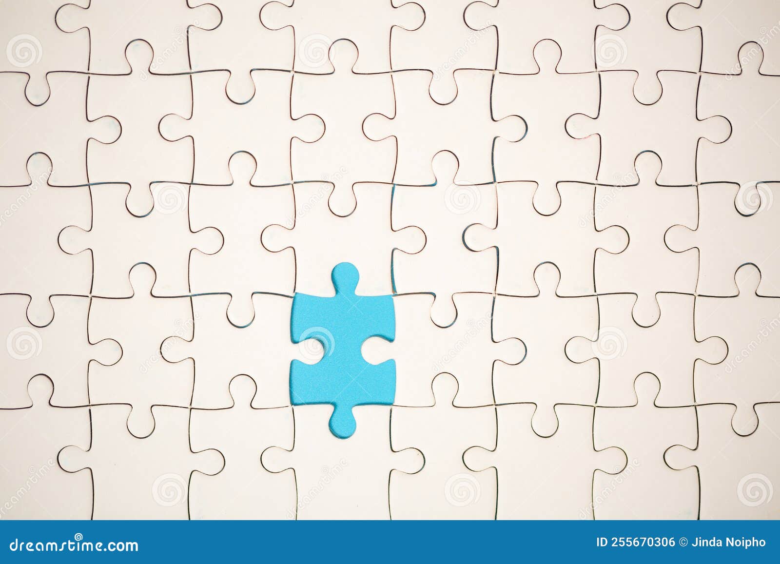 White Part of Jigsaw Puzzle Pieces on Blue Background. Concepts of ...