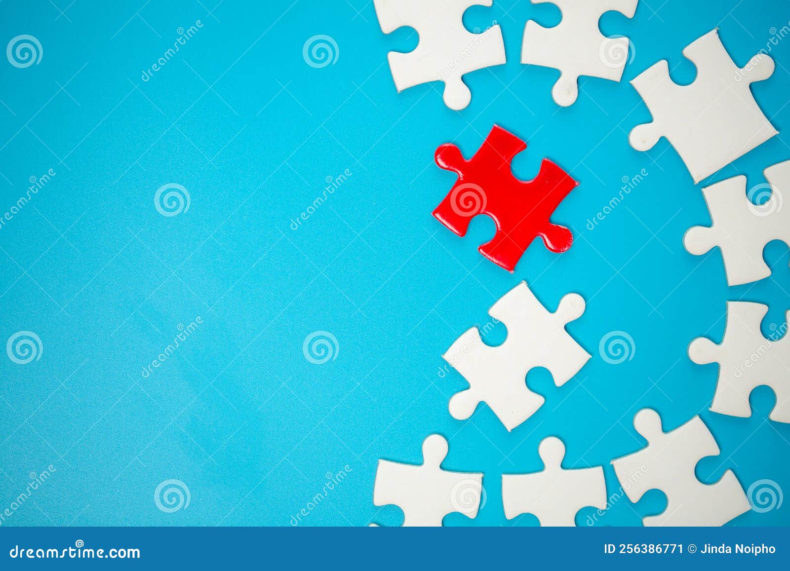 White Part of Jigsaw Puzzle Pieces on Blue Background. Concepts of ...