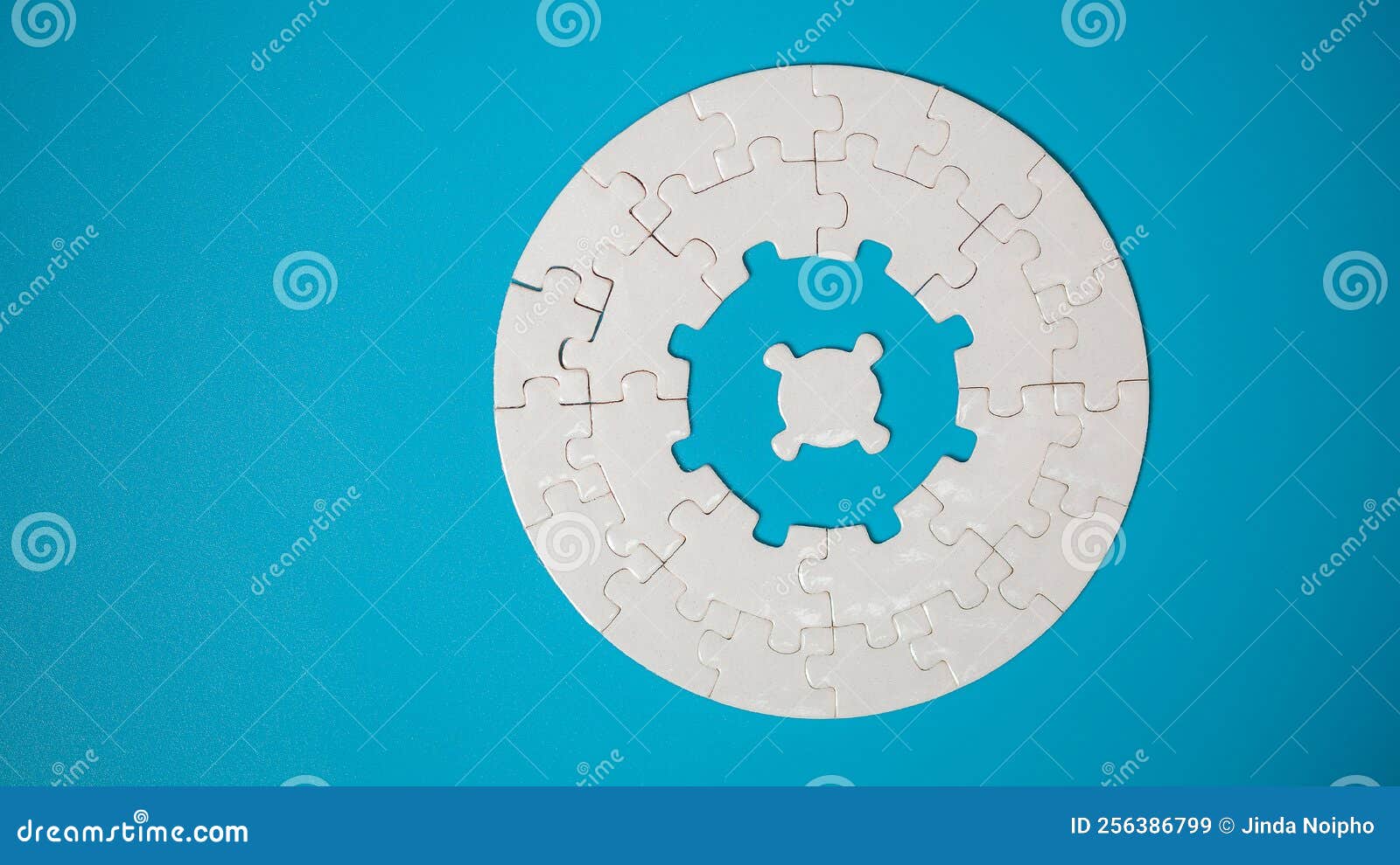 White Part of Jigsaw Puzzle Pieces on Blue Background. Concepts of ...