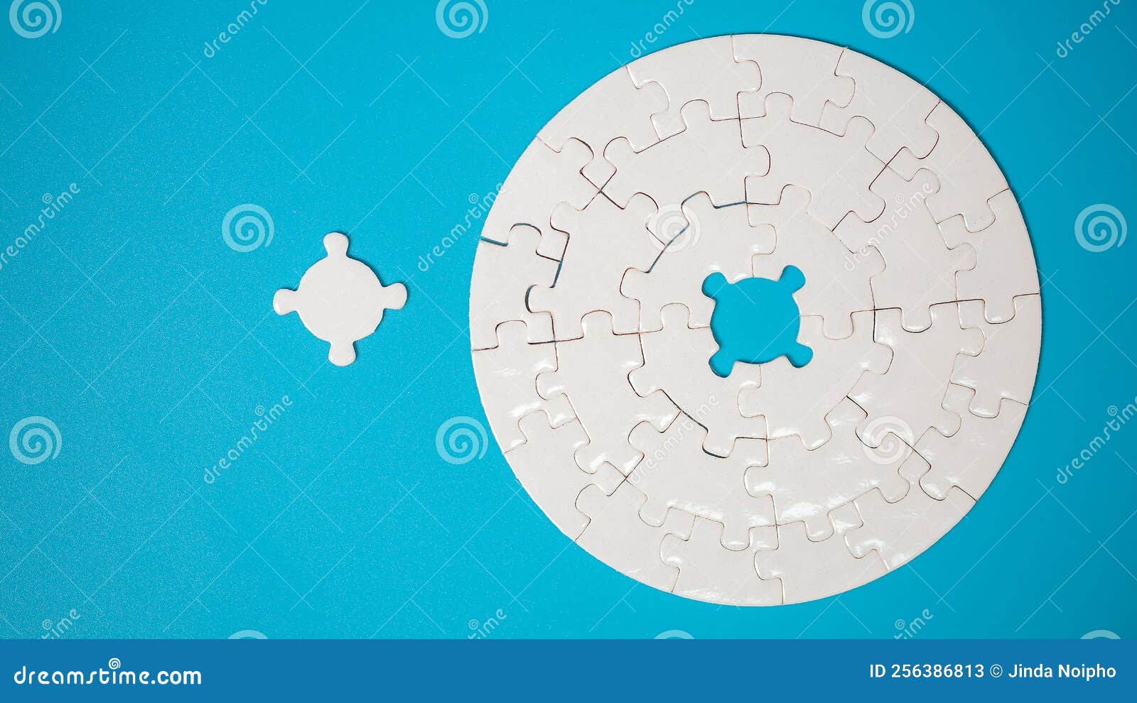 White Part of Jigsaw Puzzle Pieces on Blue Background. Concepts of ...