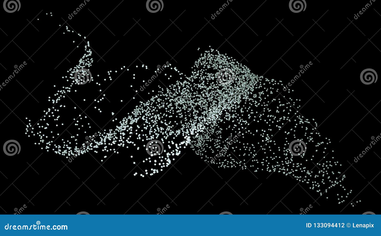 White Particles Flow on Black Background Stock Illustration ...