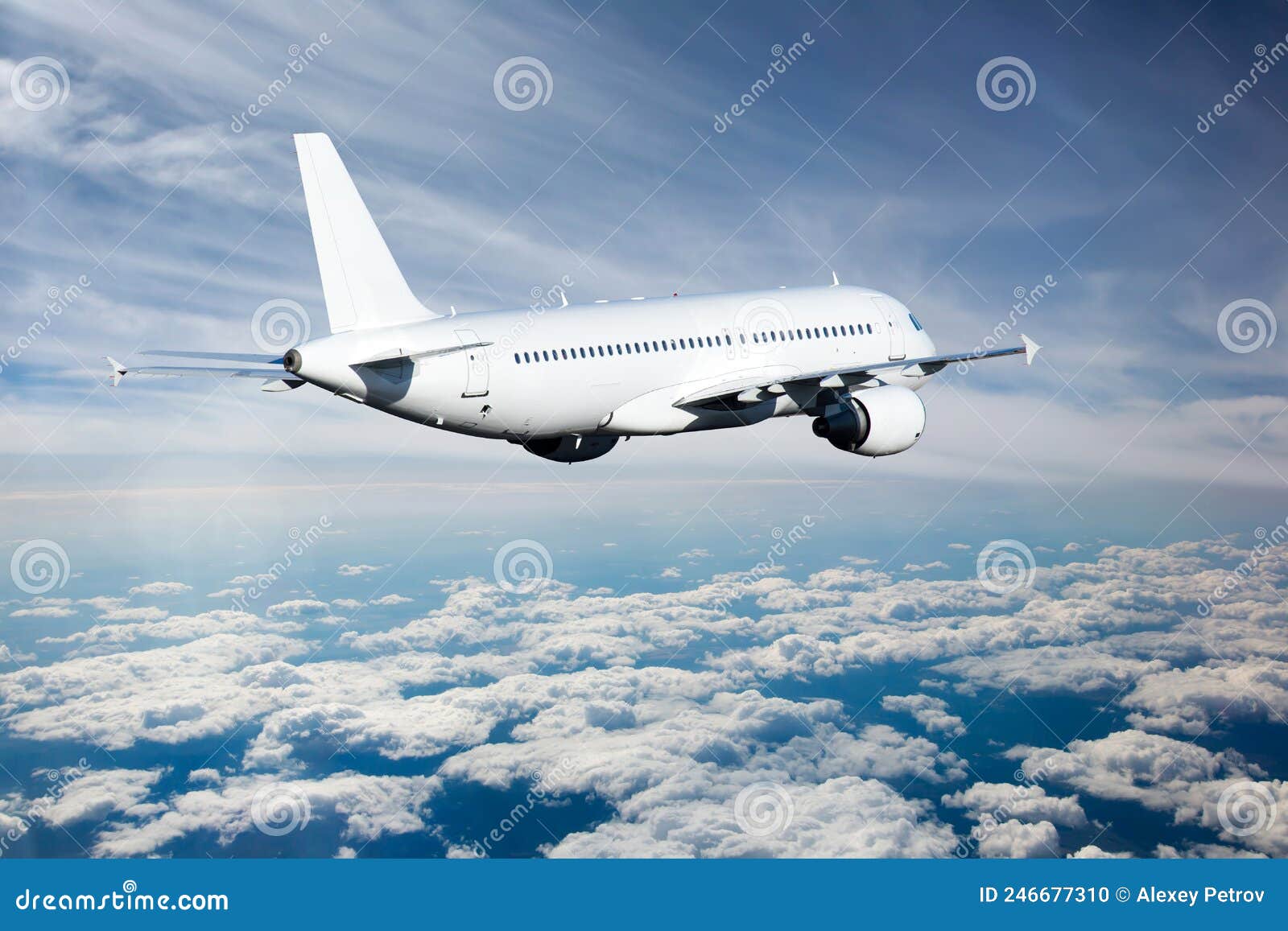 White Passenger Plane Fly Away. Back View of Aircraft. Stock Photo ...