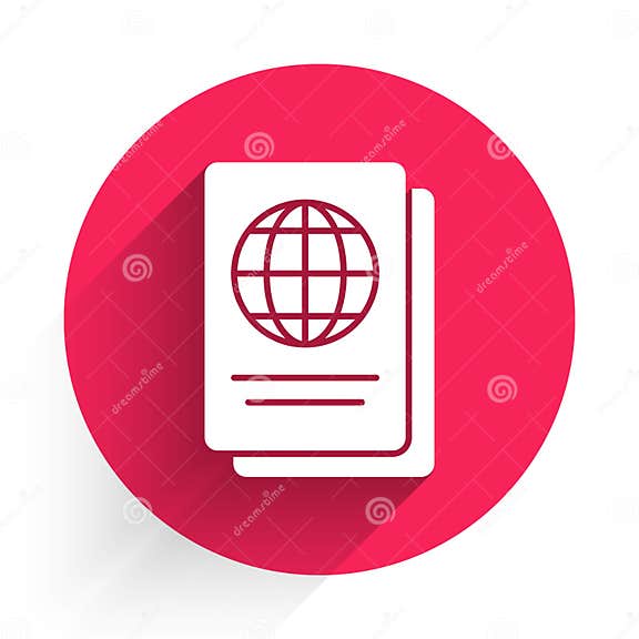 White Passport with Biometric Data Icon Isolated with Long Shadow ...