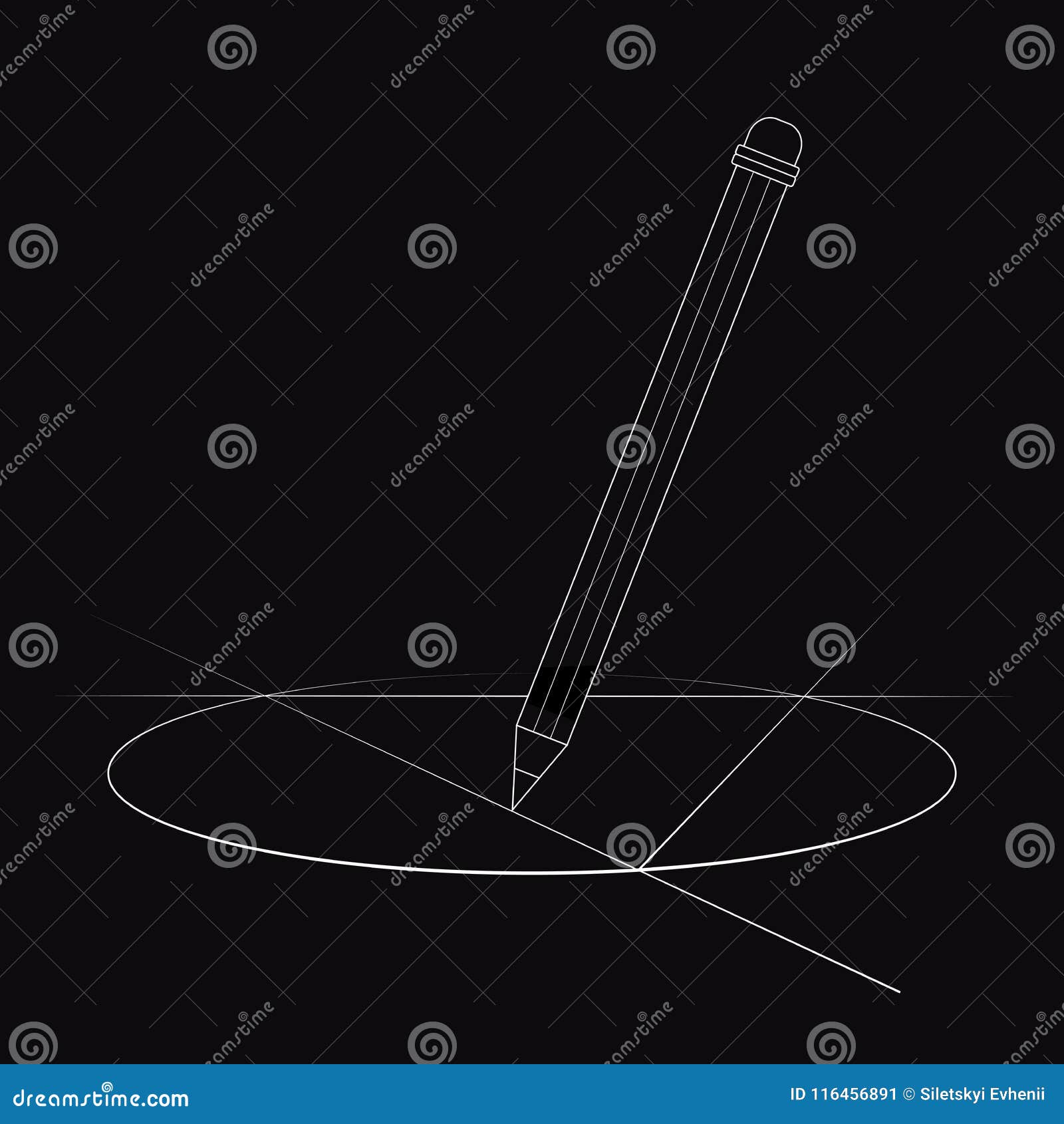 Contour Drawing, Pencil Drawing Circle Stock Illustration ...