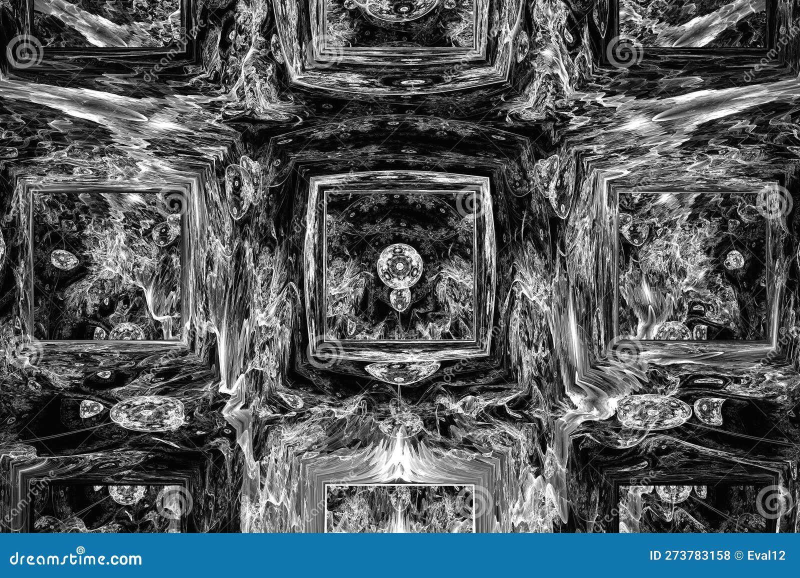 White Pattern of Crooked Waves with Squares on a Black Background ...