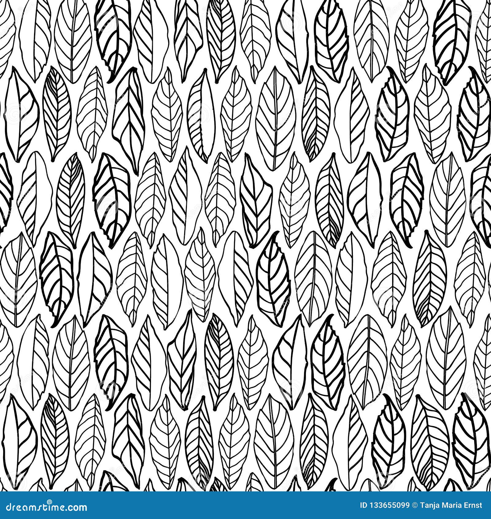 White Pattern with Line Art Leaves. Stock Vector - Illustration of ...