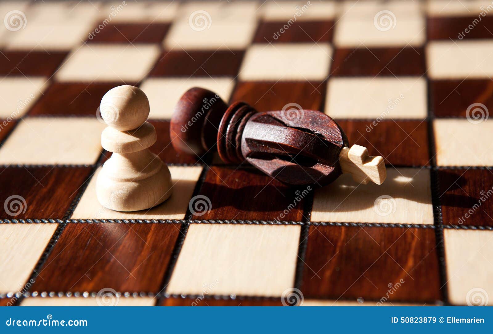 White Pawn Beat Black Chess King on Board Background Stock Image ...