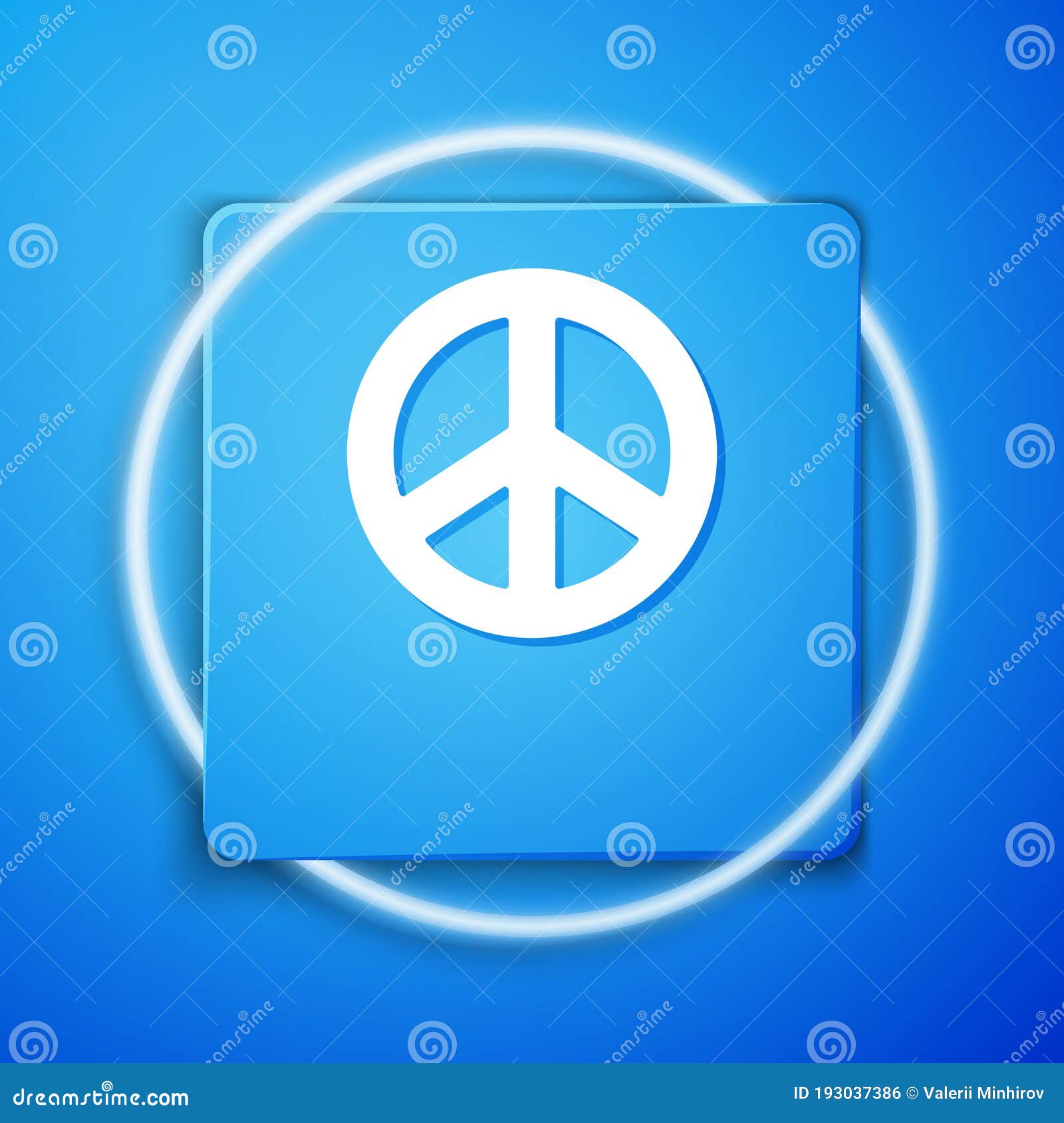 White Peace Icon Isolated on Blue Background. Hippie Symbol of Peace ...