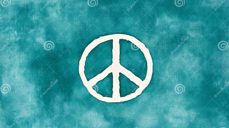 White Peace Symbol on Teal Textured Background Stock Illustration ...