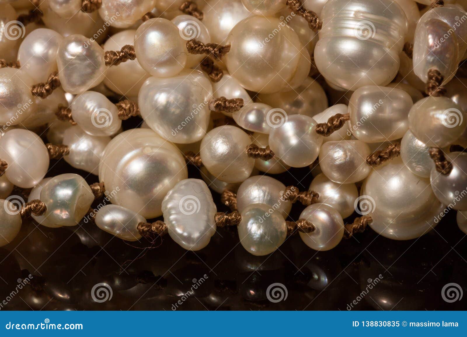 Macro of pearls stock image. Image of light, decor, necklace - 138830835