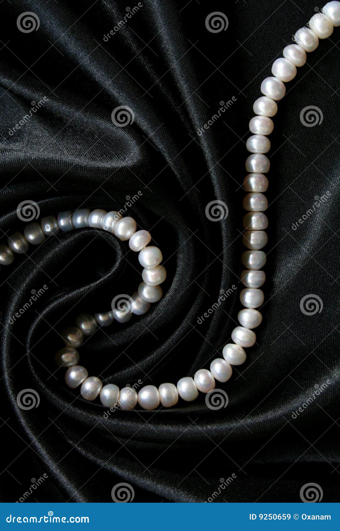White Pearls on the Black Silk Background Stock Image - Image of gloss ...