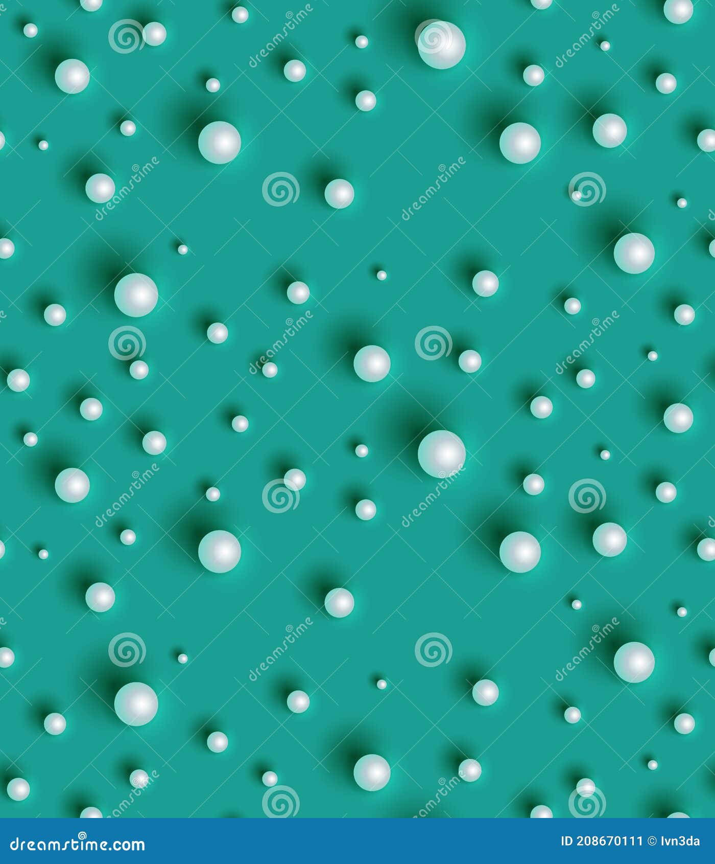White Pearls on a Green Mint Background. Geometric Seamless Pattern ...