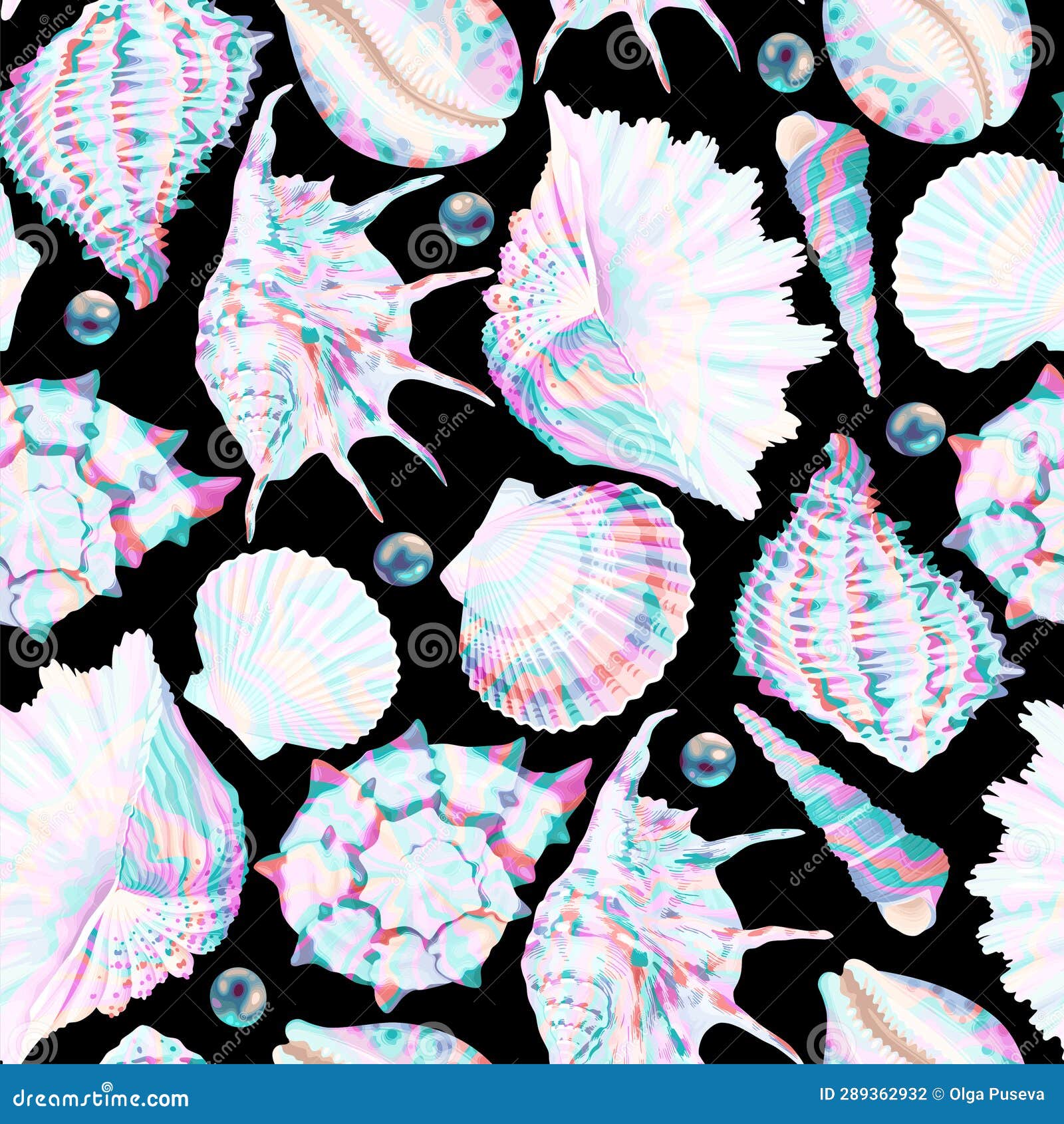White and Pearly Shells Vector Seamless Pattern Stock Vector ...