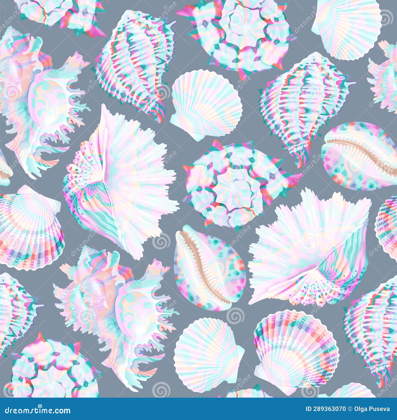 White and Pearly Shells Vector Seamless Pattern Stock Vector ...