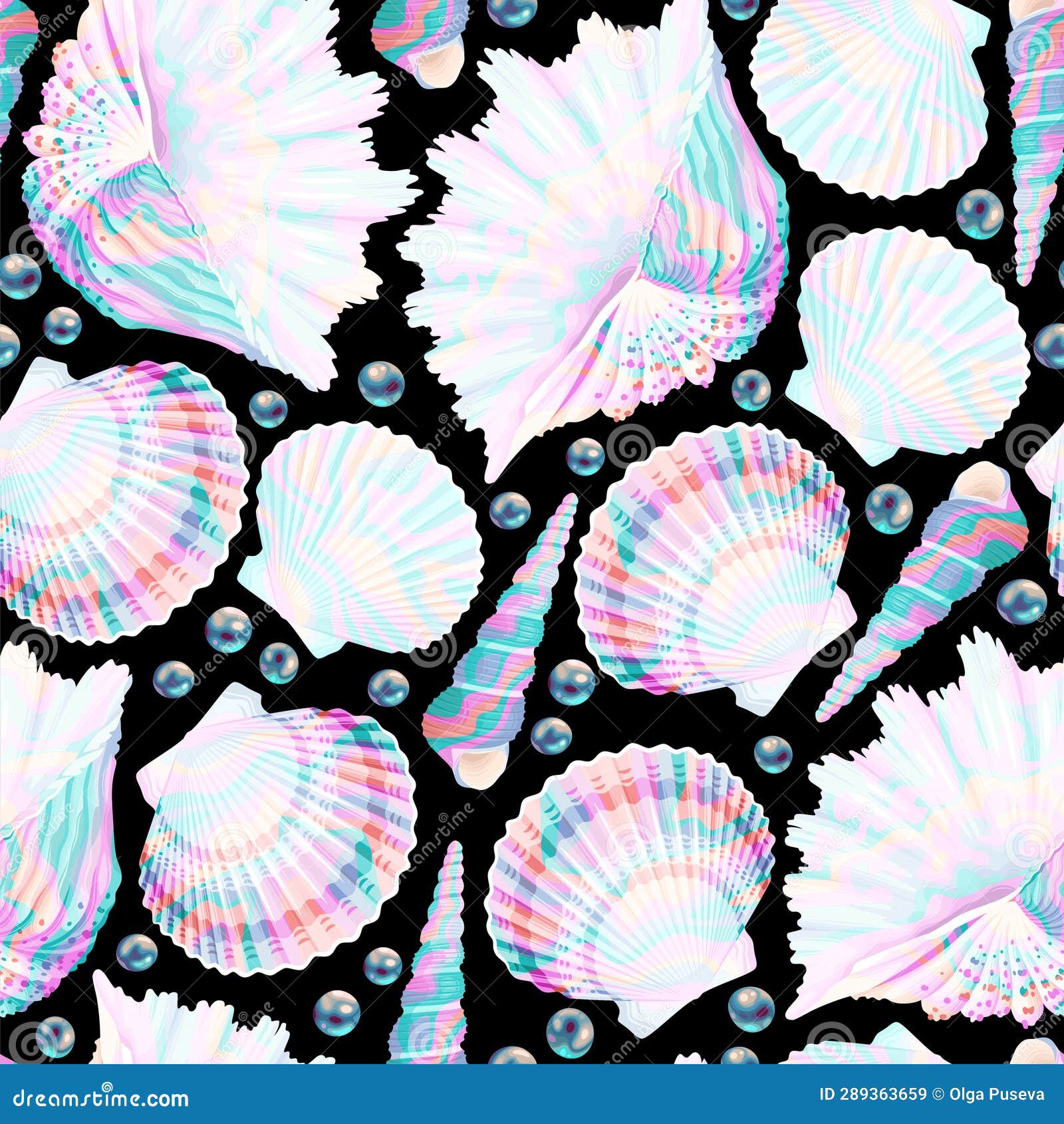 White and Pearly Shells Vector Seamless Pattern Stock Vector ...