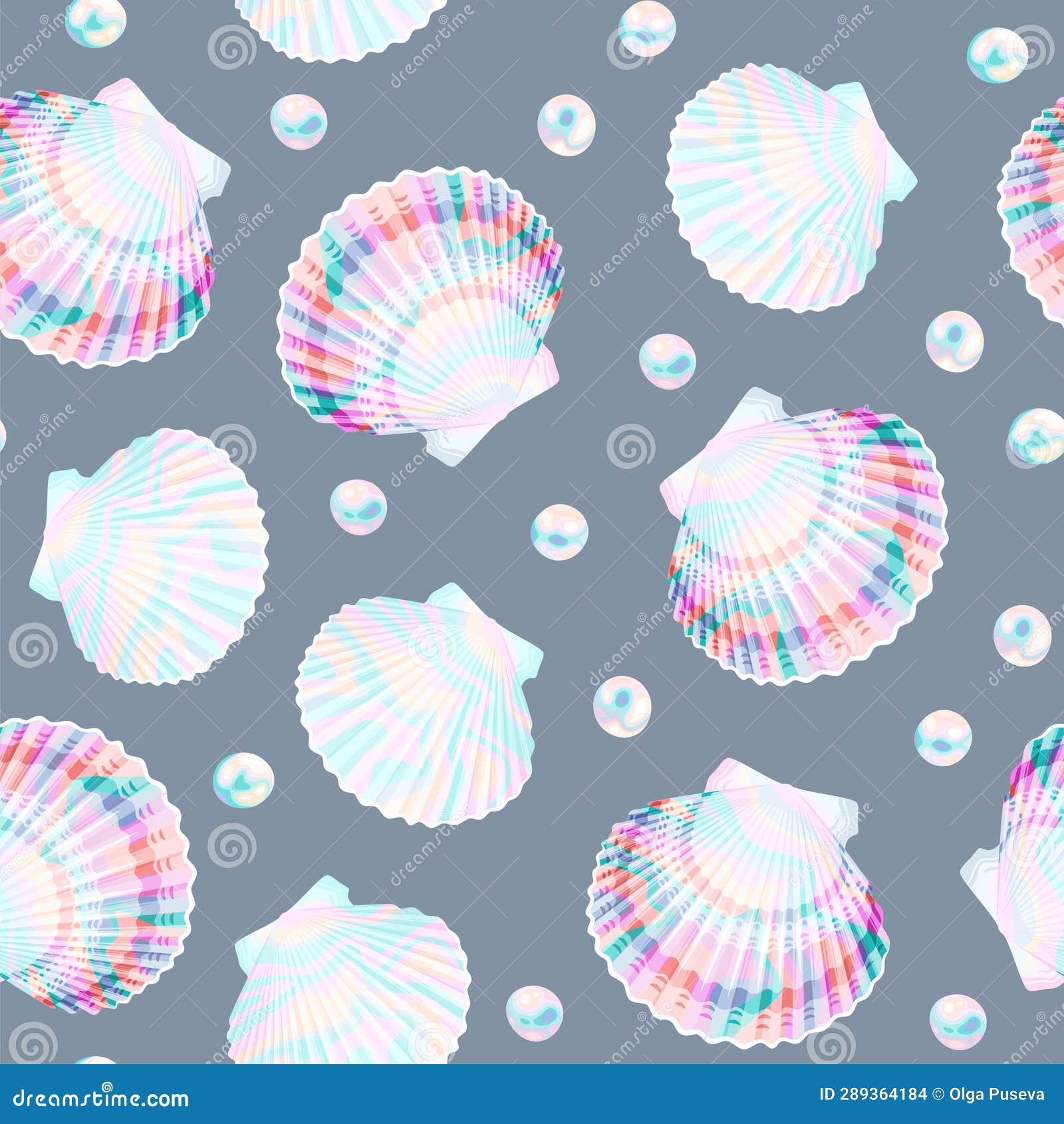 White and Pearly Shells Vector Seamless Pattern Stock Vector ...