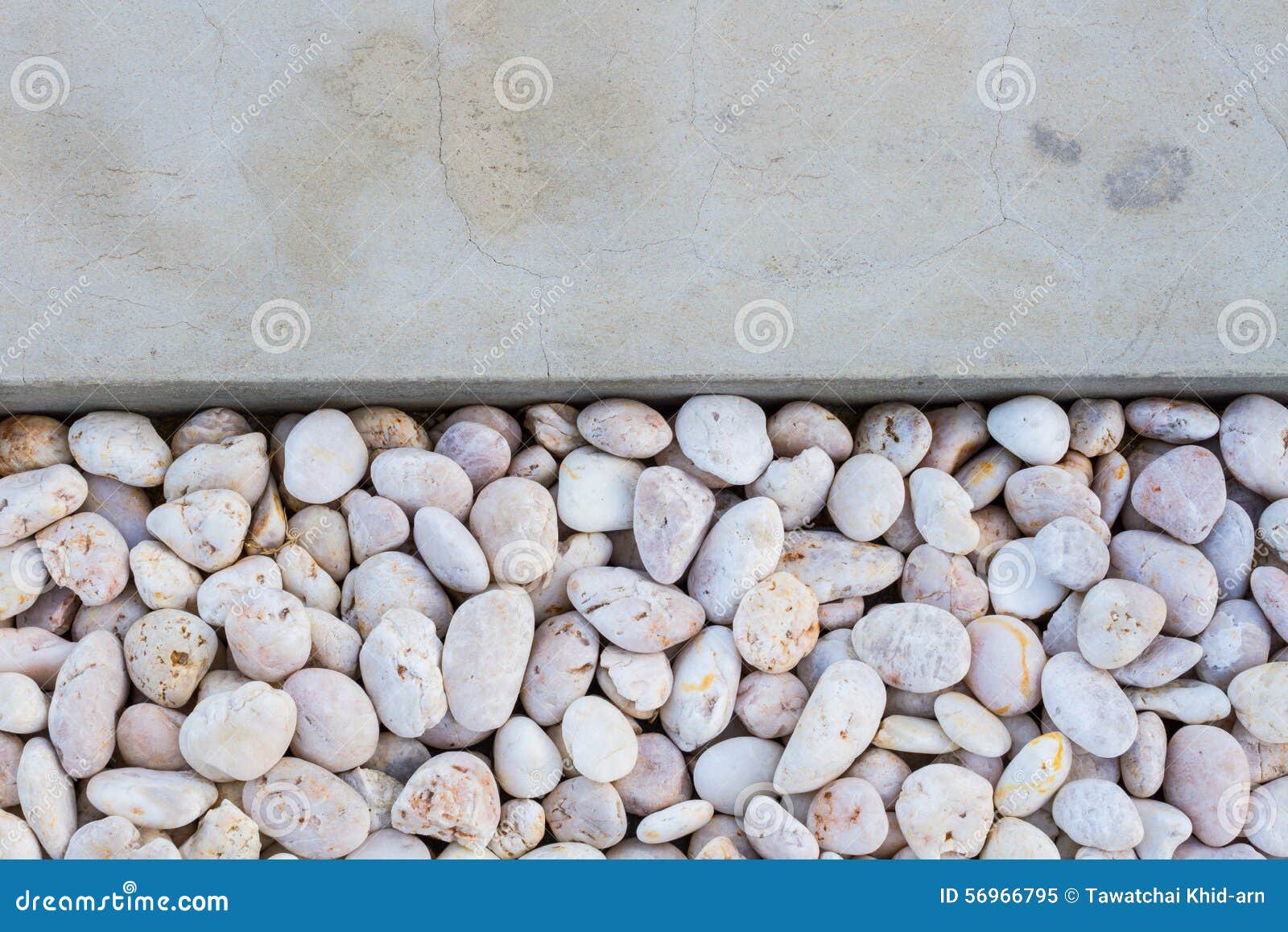 White Pebble Stones with Gray Concrete Ground Stock Image - Image of ...