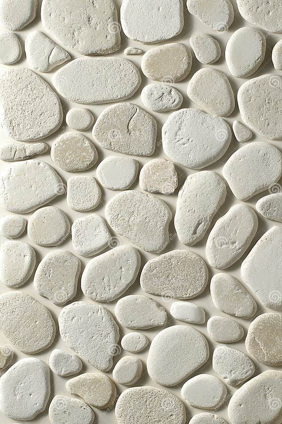 White Pebbles Wall Texture. Natural Stone Facade Background. Rounded ...