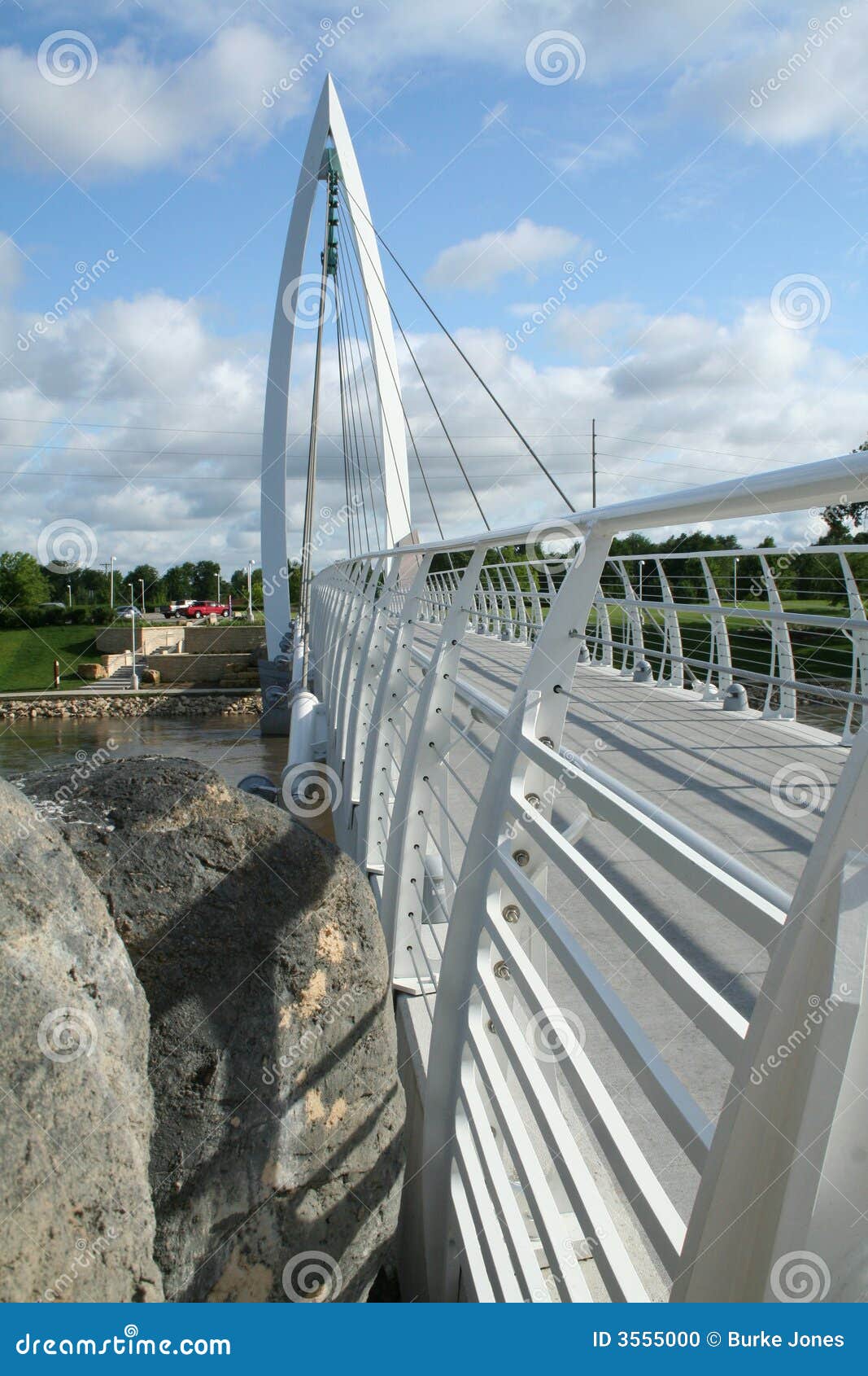White pedestrian bridge stock photo. Image of tree, modern - 3555000