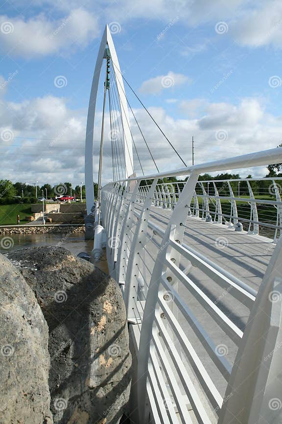White pedestrian bridge stock photo. Image of tree, modern - 3555000
