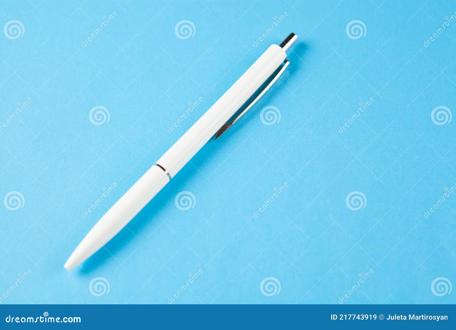 White Pen on Blue Background Stock Image - Image of write, document ...