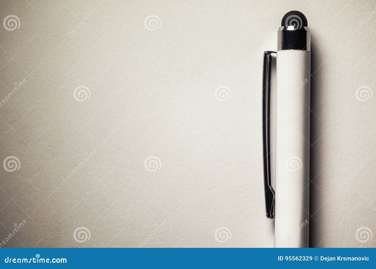 White Pen on White Paper stock image. Image of space - 95562329