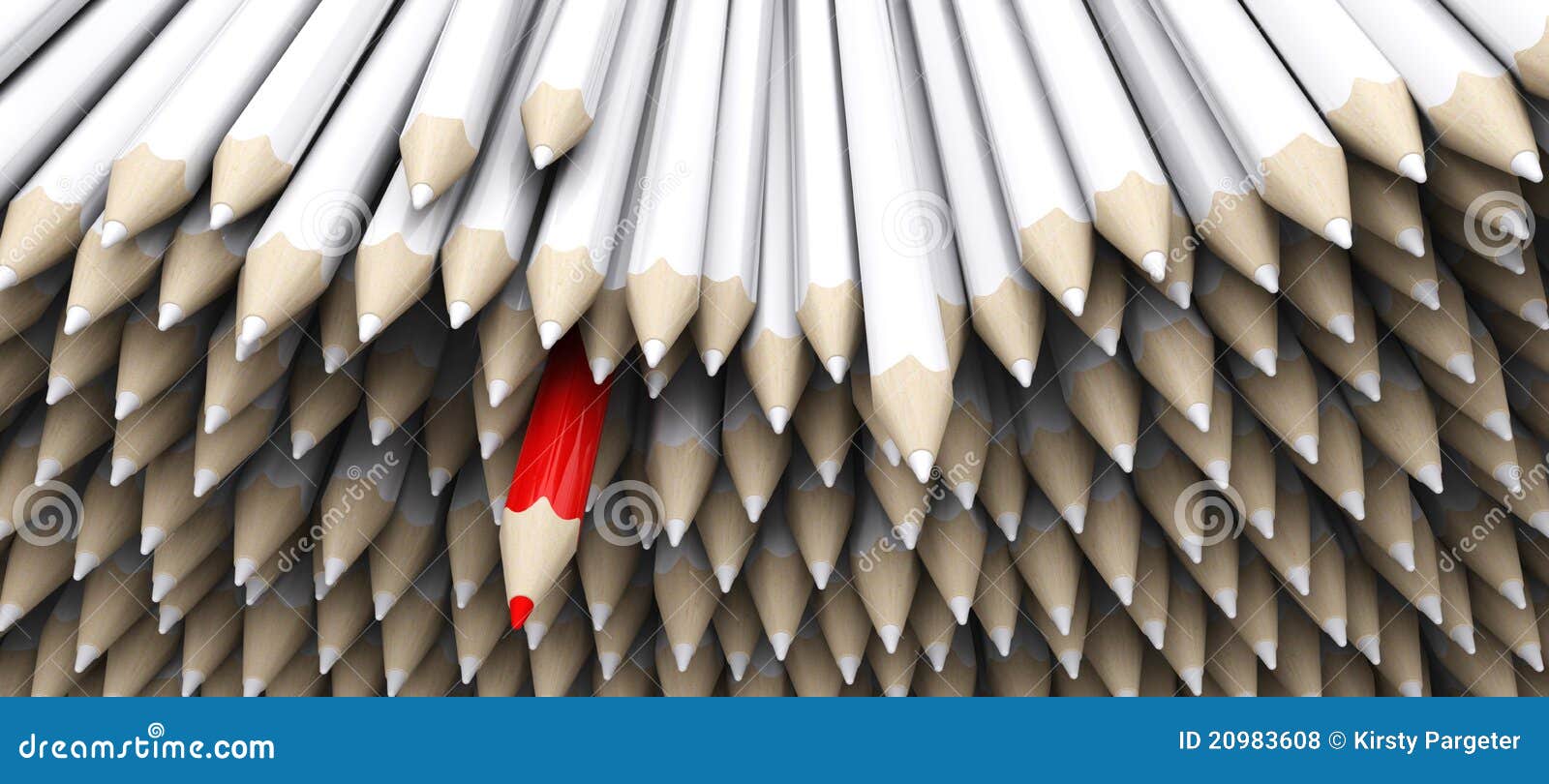 White Pencil Crayons with Stand Out Red Pencil Stock Illustration ...