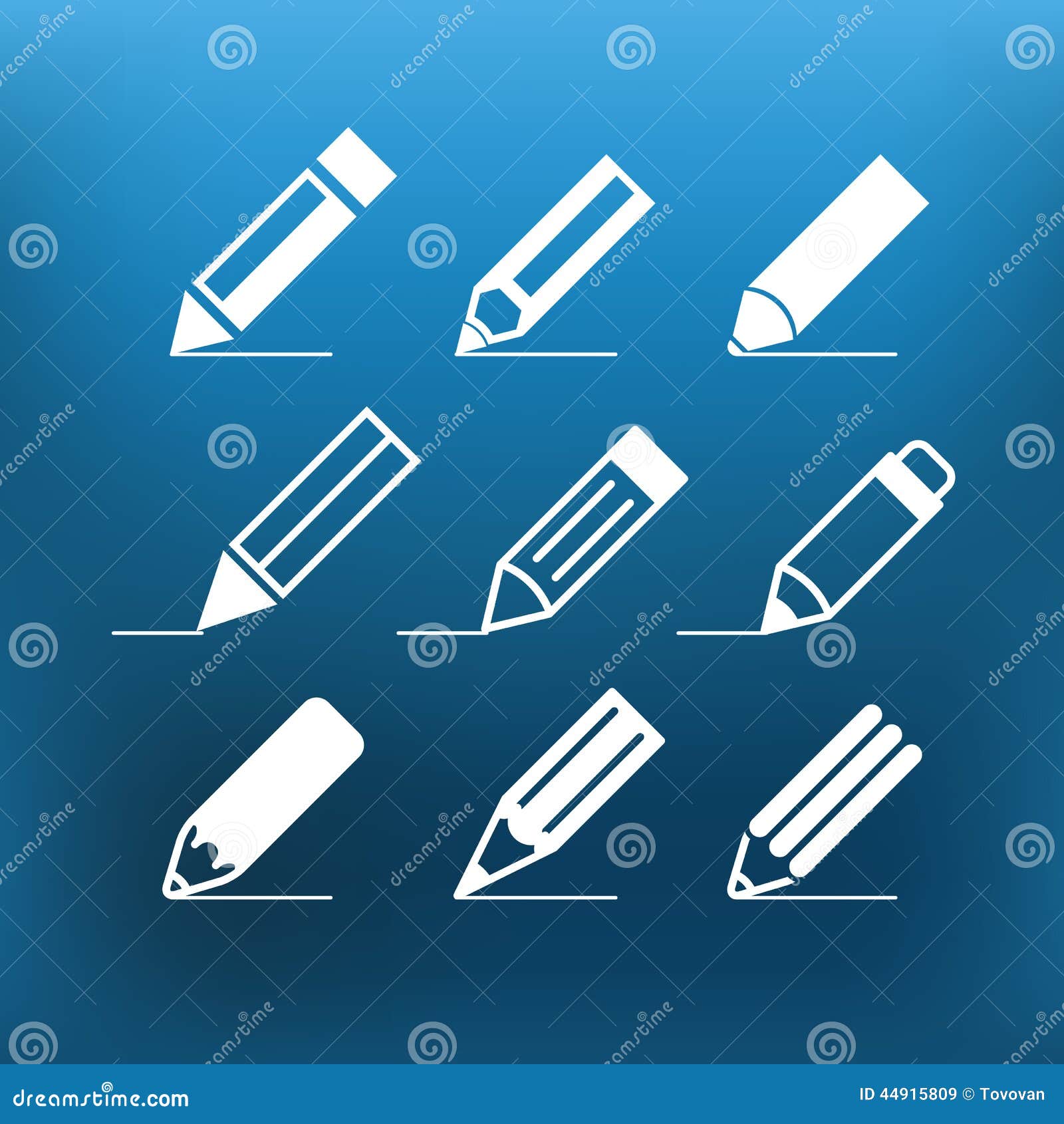 White Pencil Icons Clip-art on Color Background Stock Vector ...