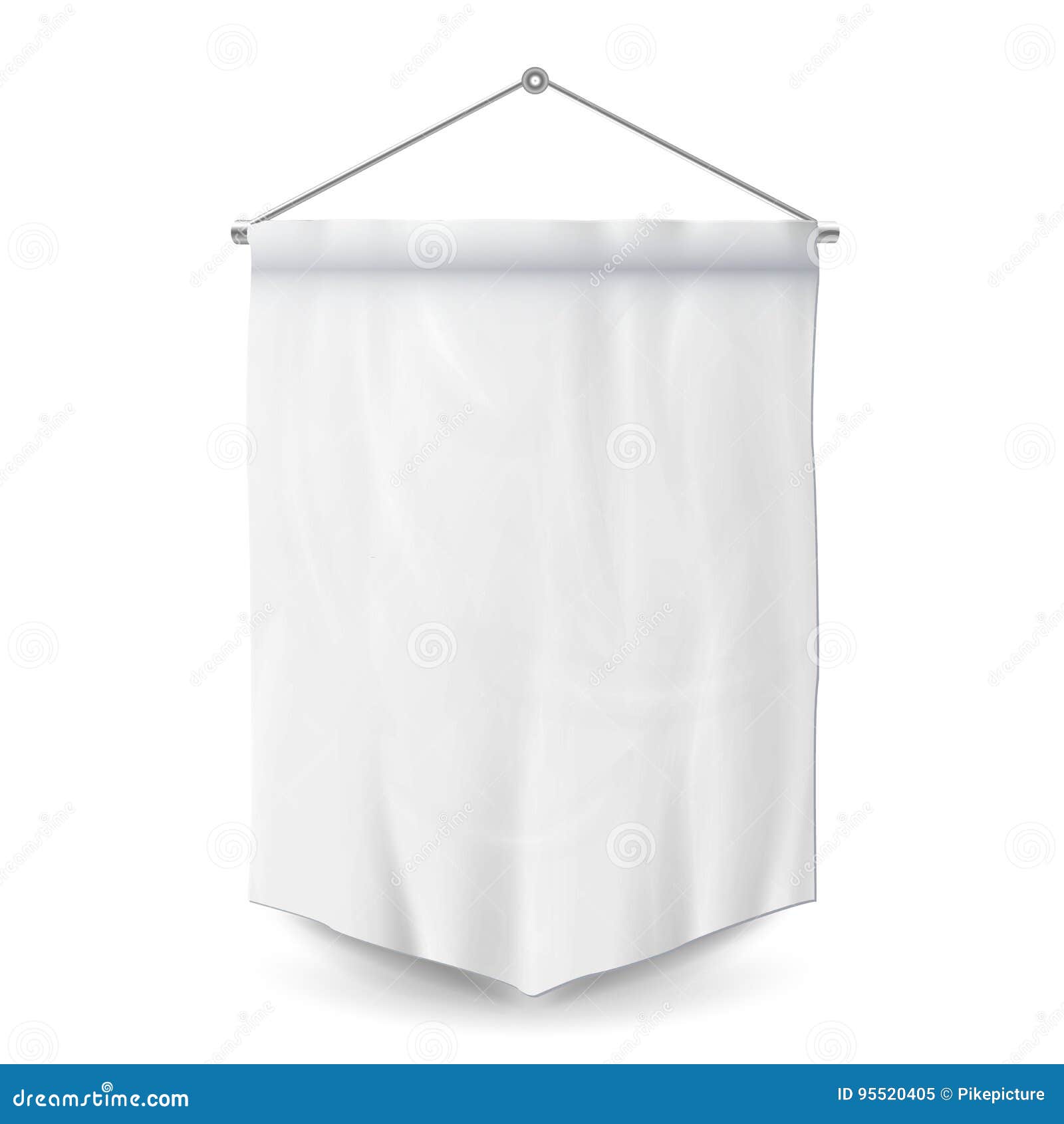 White Pennant Template Vector. Clean 3D Pennant Blank. Realistic ...