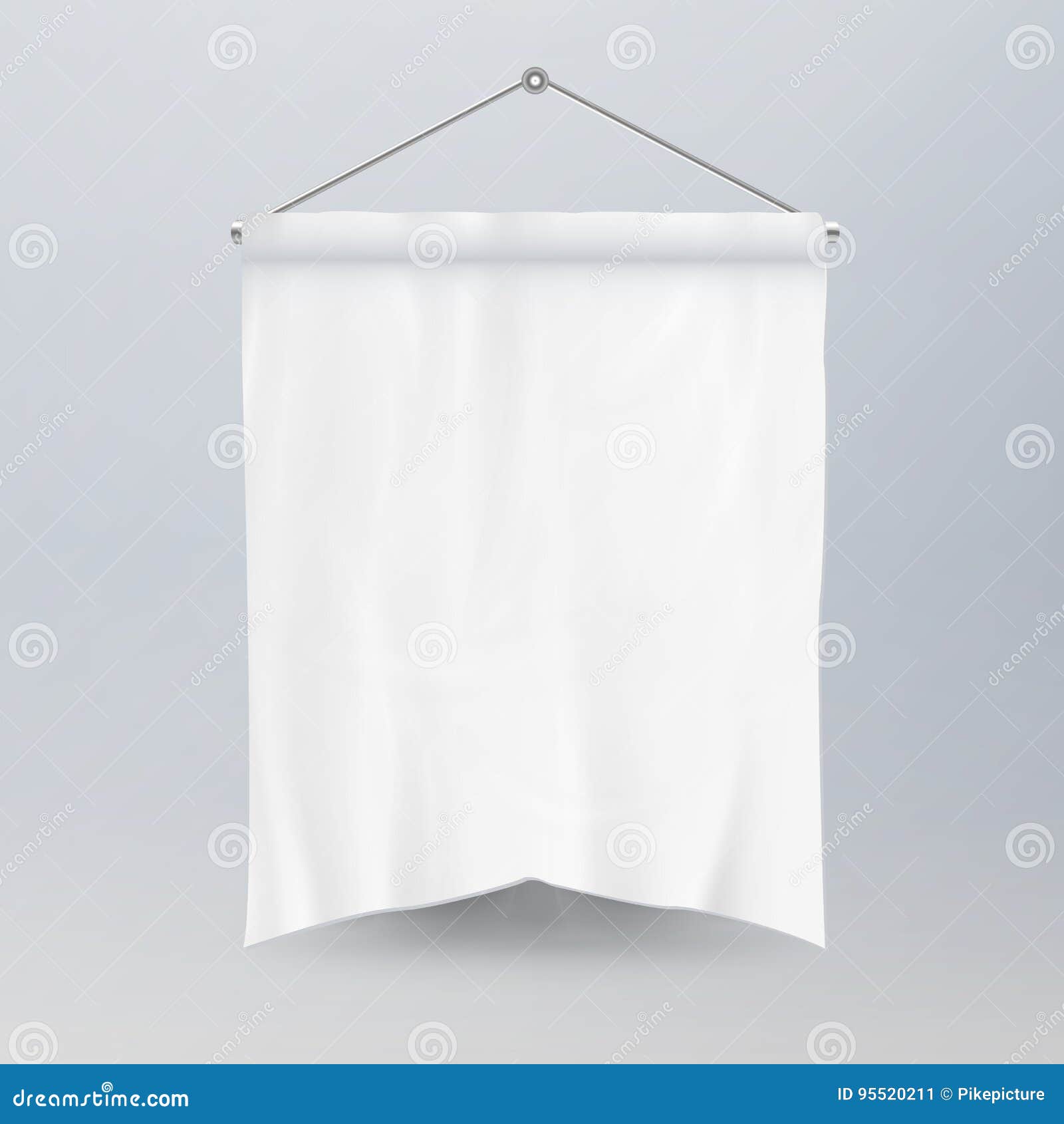 White Pennant Template Vector. Empty 3D Pennant Banner Blank. Classic ...