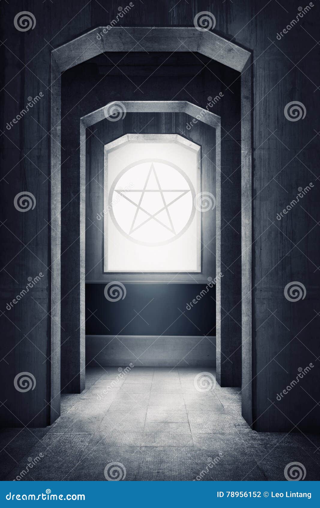 White Pentagram Symbol on the Windows Stock Photo - Image of hallway ...