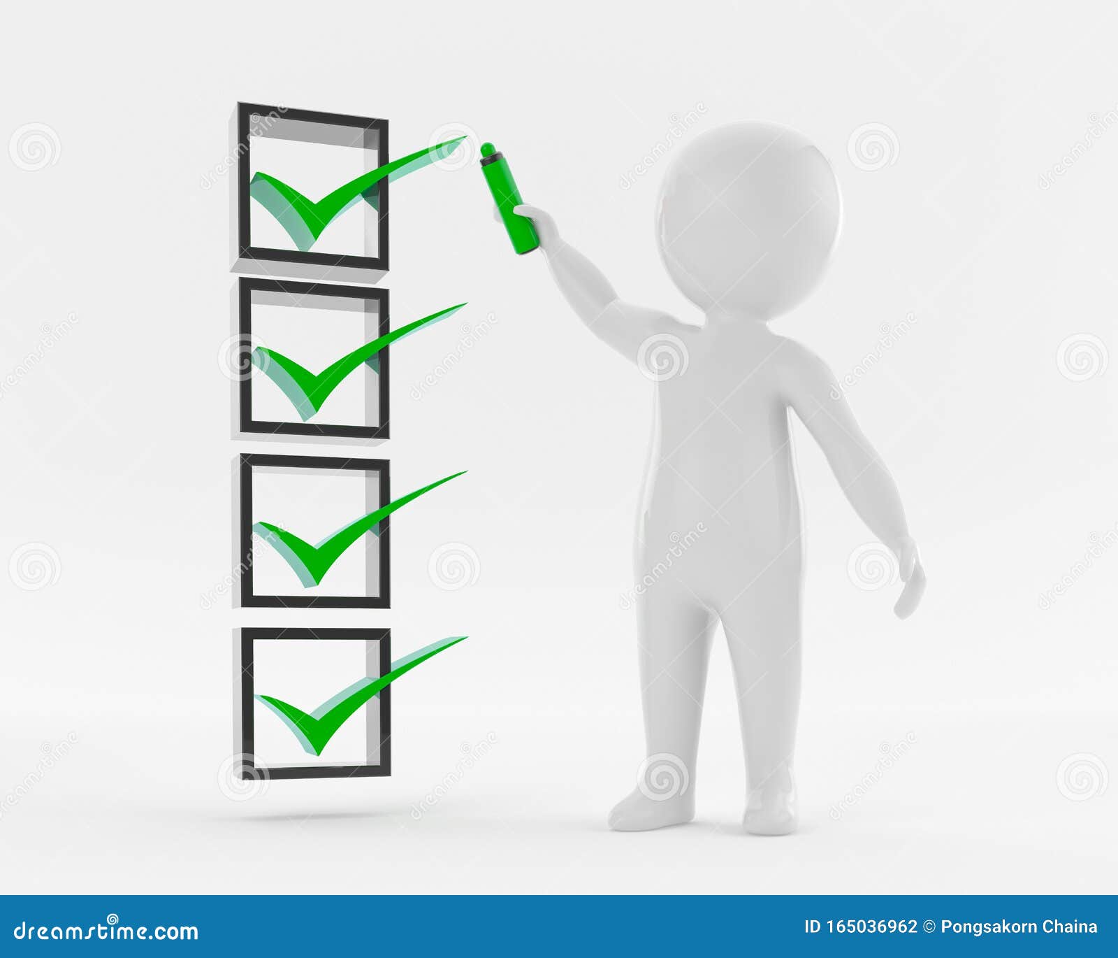 White People and Checklist Business Concept Illustration 3D Rendering ...