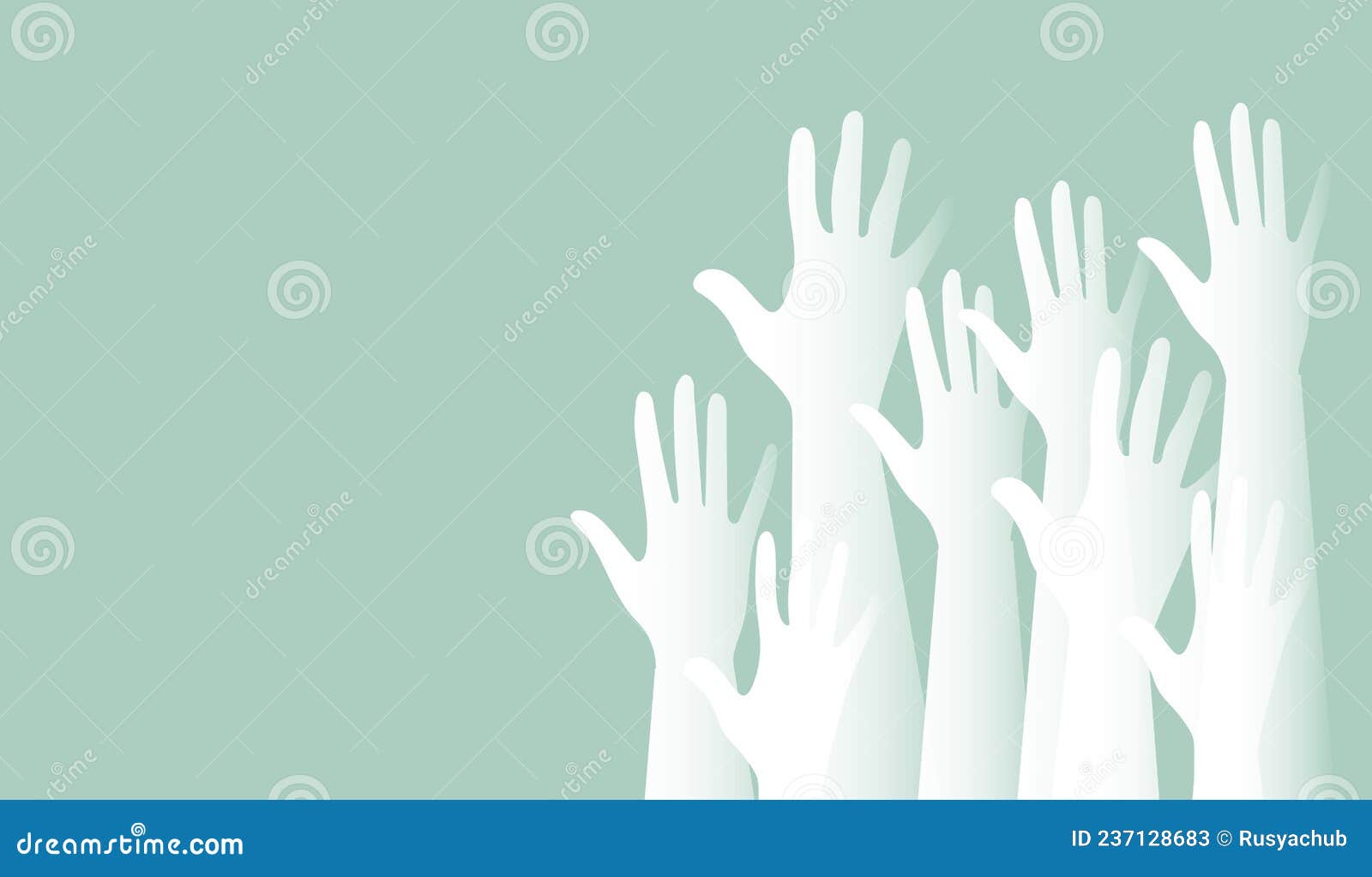 White People Hands on Blue Background Stock Vector - Illustration of ...