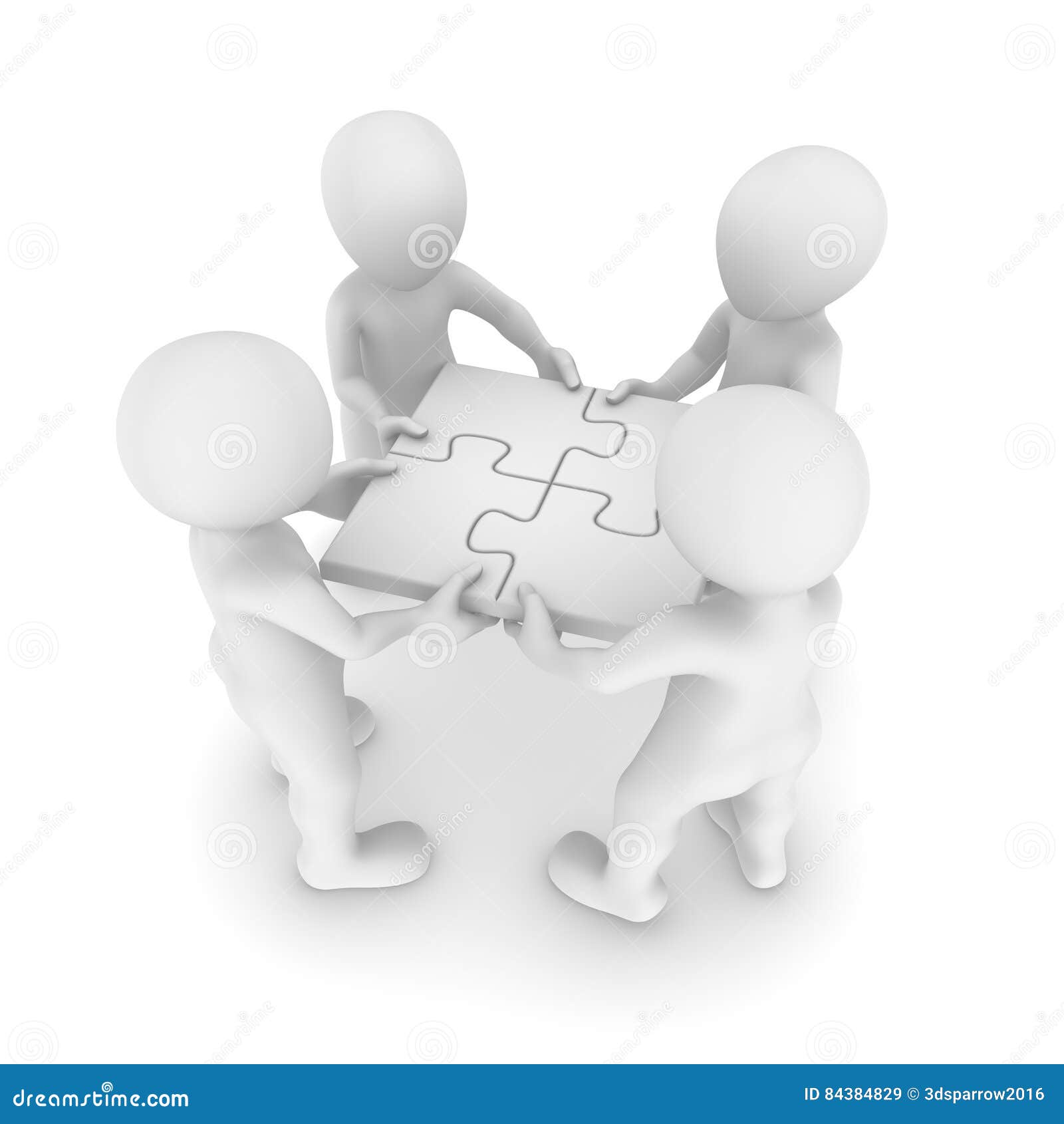 White People with Puzzle, Teamwork Concept. Stock Illustration ...