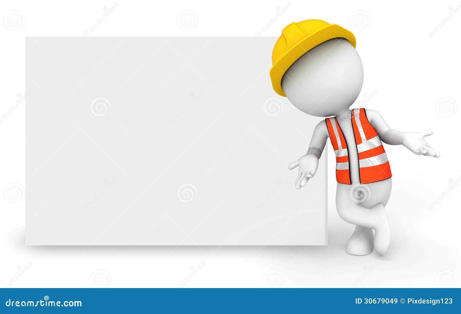 White People Working As Worker Standing Near White Sign Stock ...