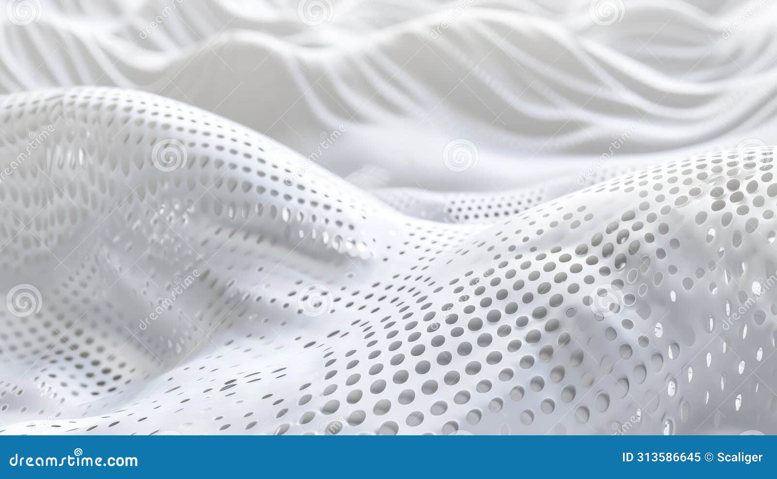 White Perforated Plastic Material, Abstract Digital Waves of AI Mind ...