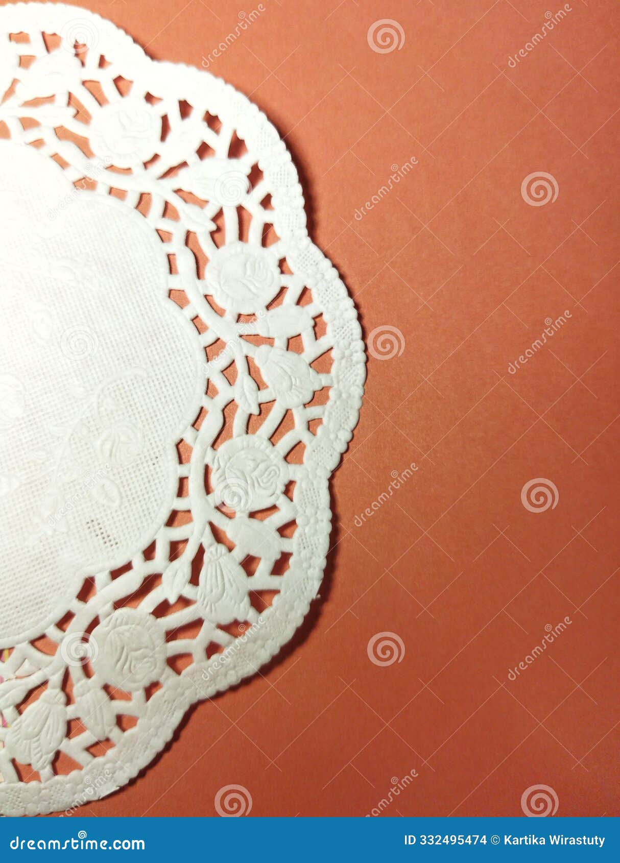 White Perforated and Textured of Doily or Dolly Paper on Red Stock ...