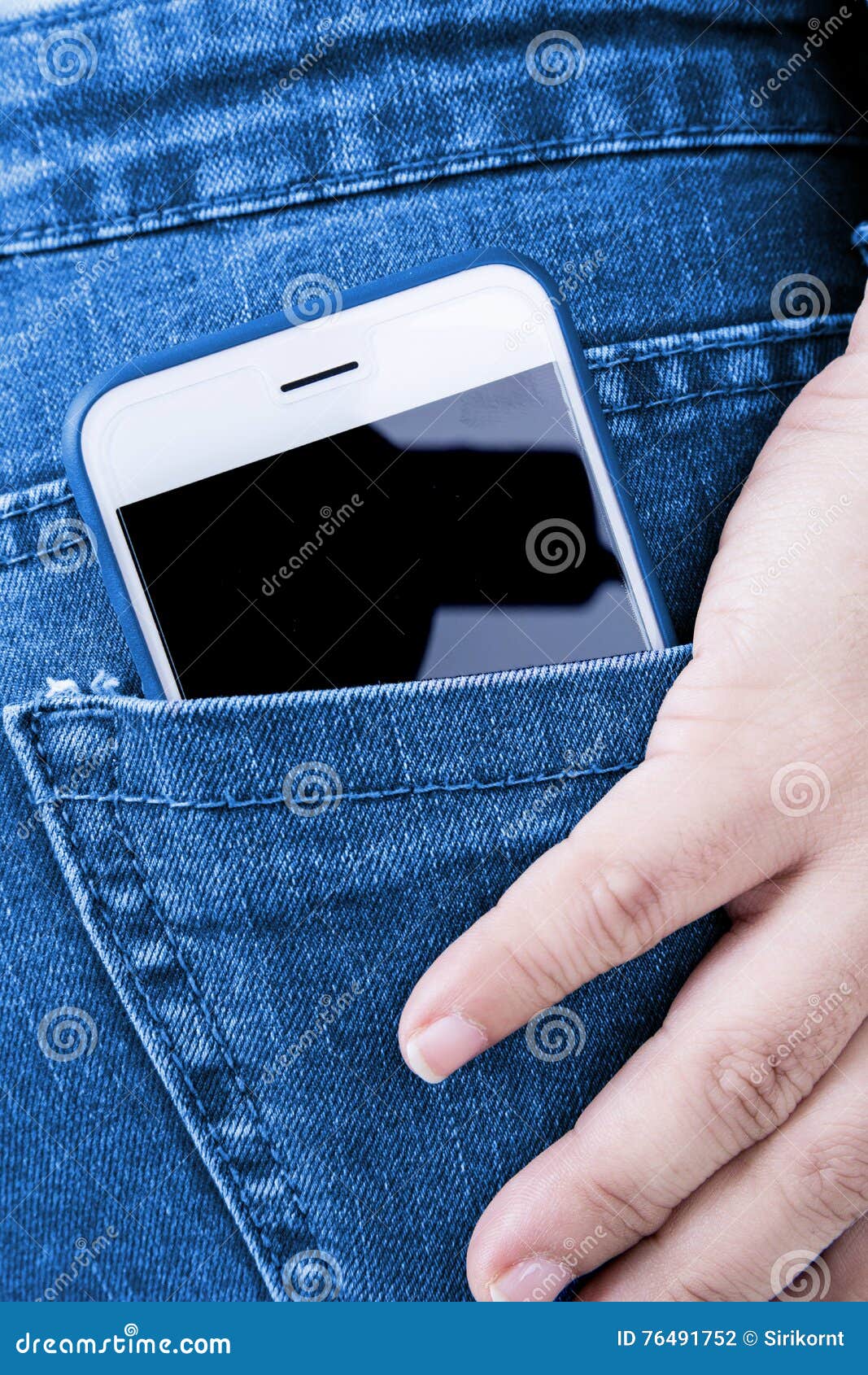 White Phone in Jeans Back Pocket Stock Photo - Image of conversation ...