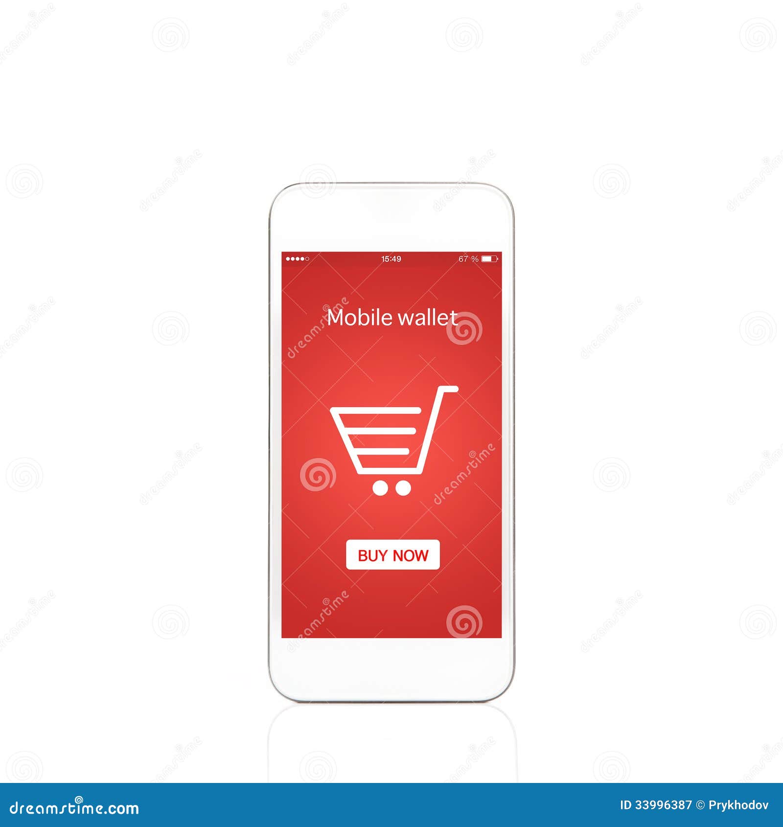 White Phone with Mobile Wallet Onlain Shopping on the Screen Stock ...