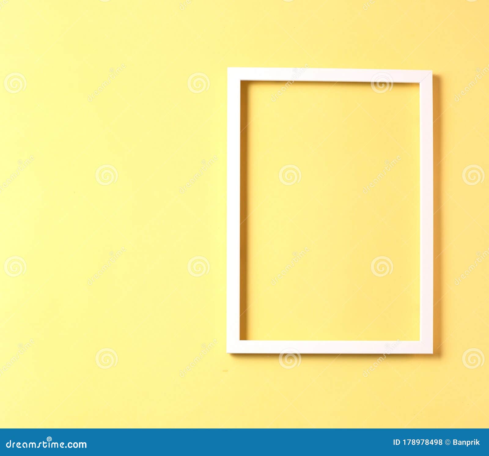 White Photo Frame on Pastel Yellow Color Stock Photo - Image of space ...
